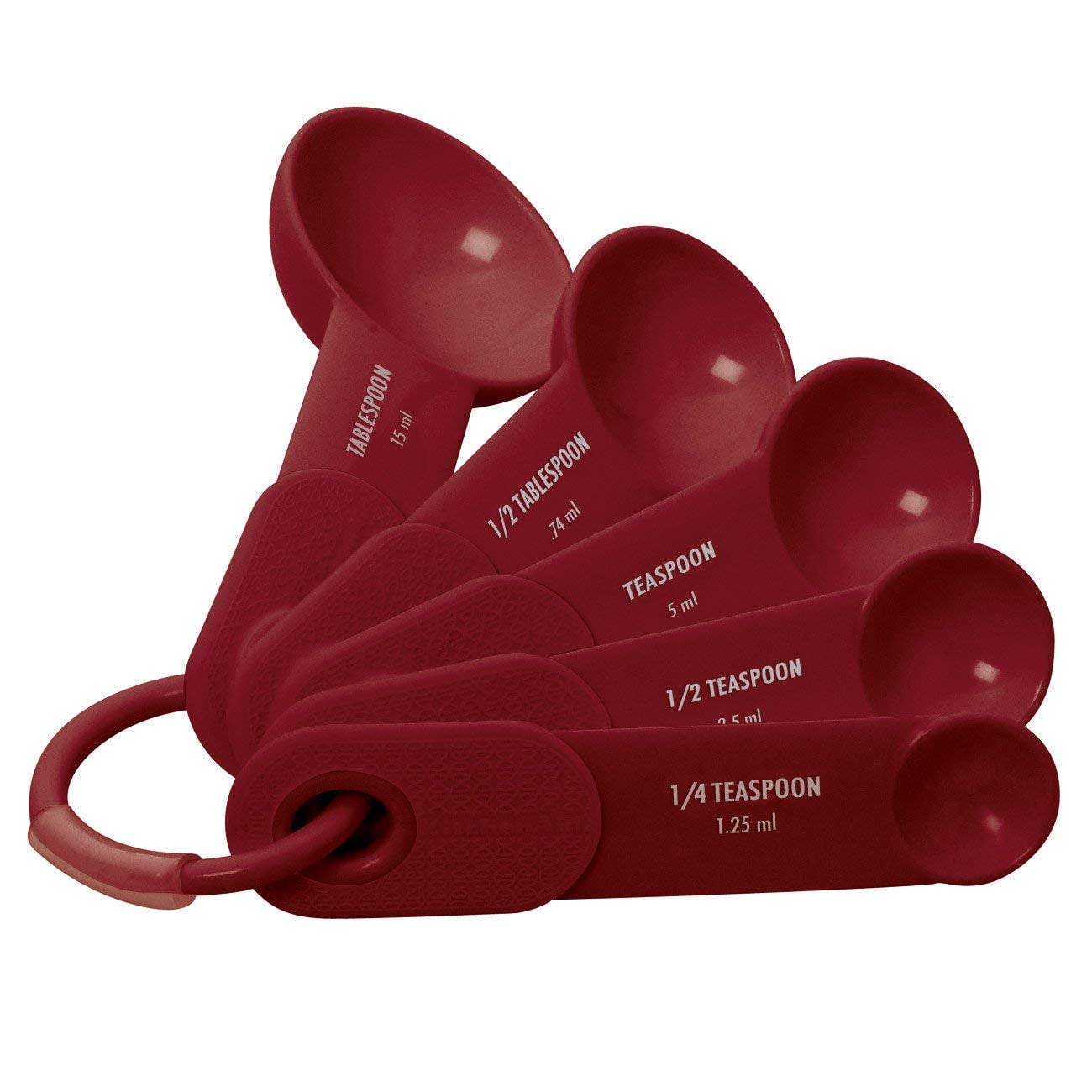 Plastic Measuring Spoons Set Of 5 Red This Set Includes 1 4 Teaspoon