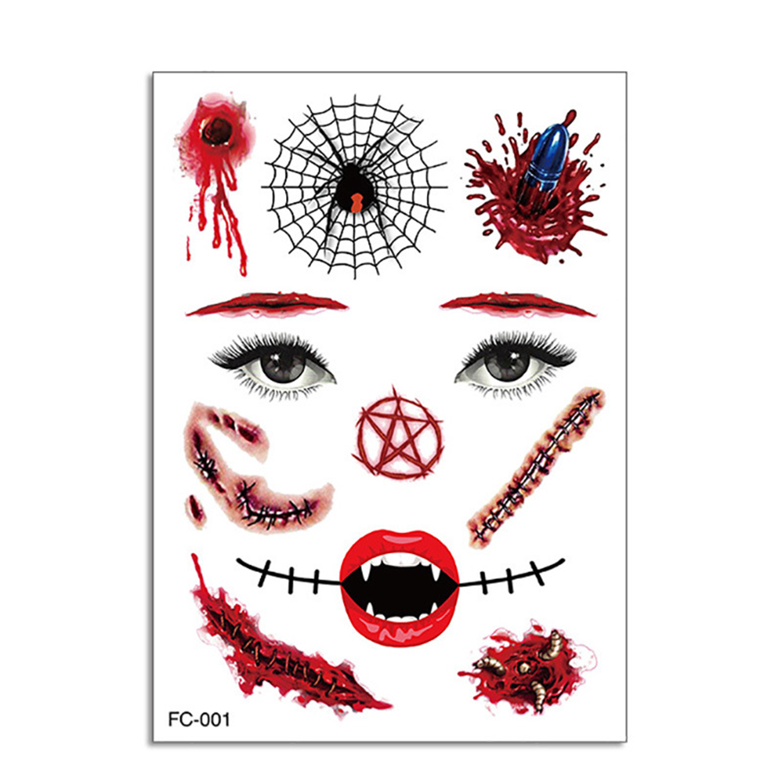 Bluethy Tattoo Sticker Skin-friendly Eye-catching Paper Bloody Scars ...