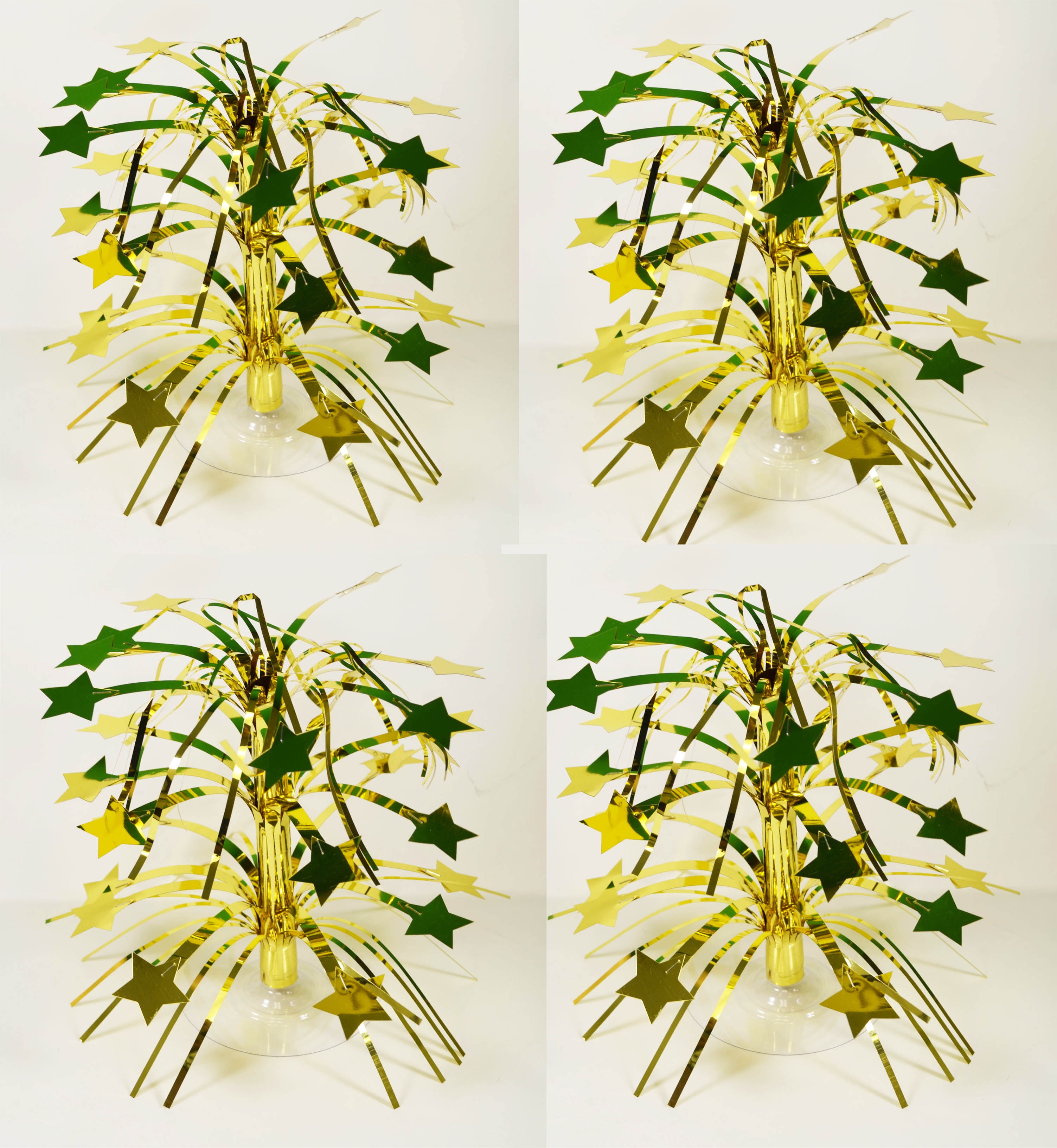 Set of 4 Gold Cascade Centerpiece Metallic Stars Wedding Birthday Party ...