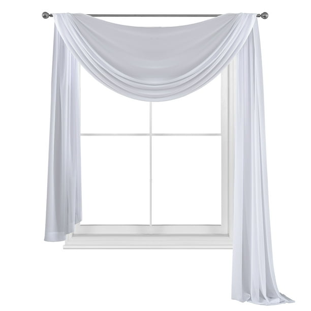 White Scarves Elegance Sheer Voile Window Curtain Scarf Fully Stitched ...