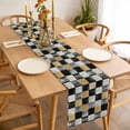 Black Gold Mosaic Cotton Linen Table Runner Rustic Abstract ...