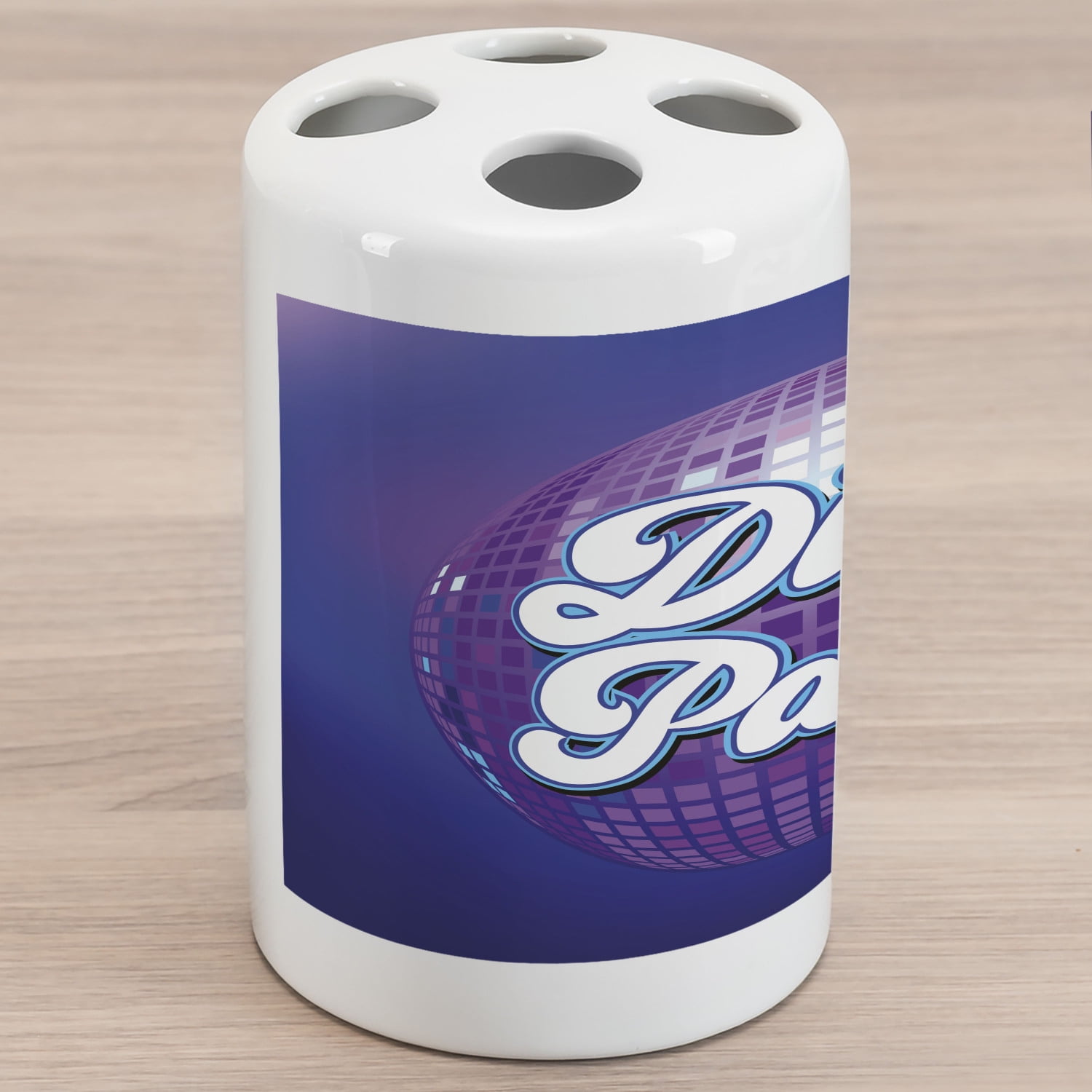 70s Party Ceramic Toothbrush Holder, Retro Lettering on Disco Ball ...