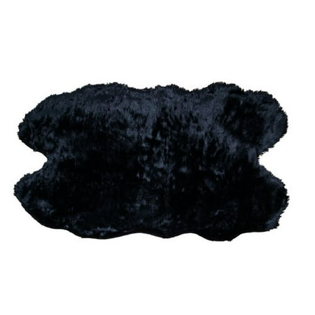 Aimi Faux Sheepskin Fur Area Rug Runner Animal-hide Shape Black 5x3 ...