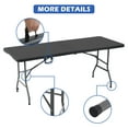 NiamVelo 6ft Rectangular Folding Table, Portable Plastic Picnic Table, Lightweight Design, Black ...