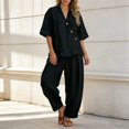 Bibifish Womens 2 Piece Outfits Blouses Cropped Pants Short Sleeve ...
