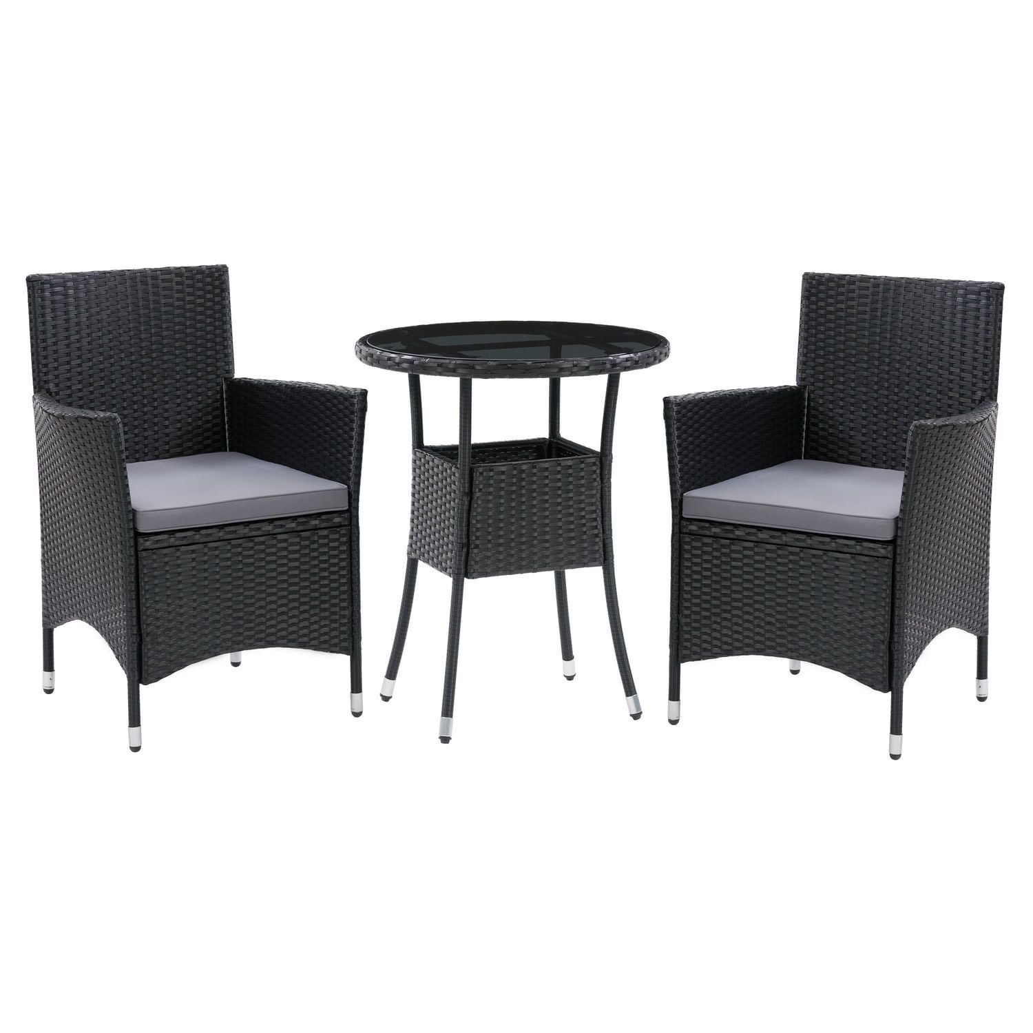 Click here for Corliving Parksville Black Rattan And Steel 3-Piec... prices