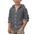 CAIXIA Boys Long Sleeve Linen Shirt Hoodie Button Down Shirts Summer ...