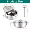 24cm Kitchen Deep Frying Pot with Thermometer and Lid Stainless Steel ...