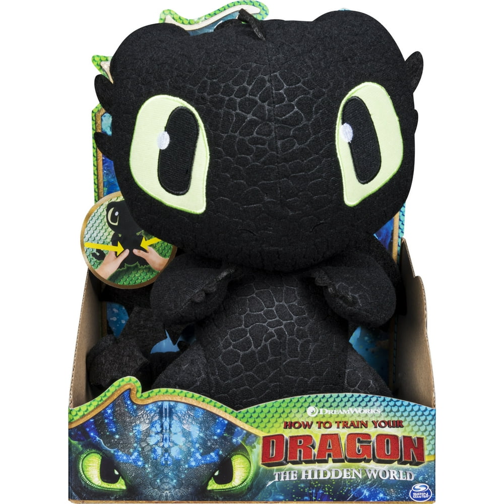 DreamWorks Dragons, Squeeze & Growl Toothless, 10-Inch Plush Dragon ...