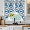 Blue Grey Swag Curtain Valance for Window 2 Panels Geometric Morocco ...