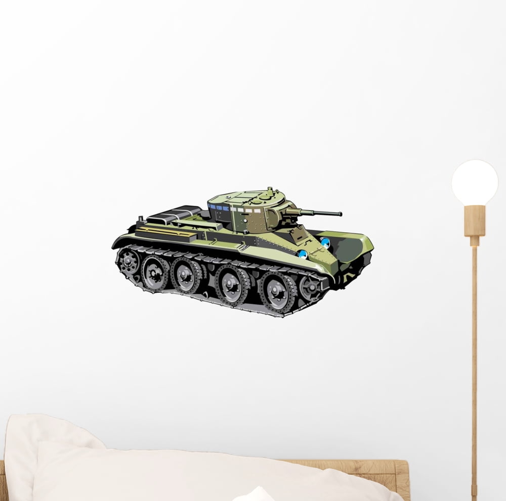 Green Camo Tank Wall Decal by Wallmonkeys Peel and Stick Graphic (12 in ...