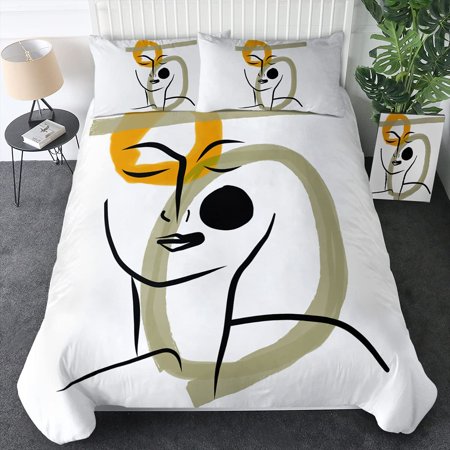 Modern Bedding Women Line Drawing Duvet Cover Set 3 Piece Abstract ...