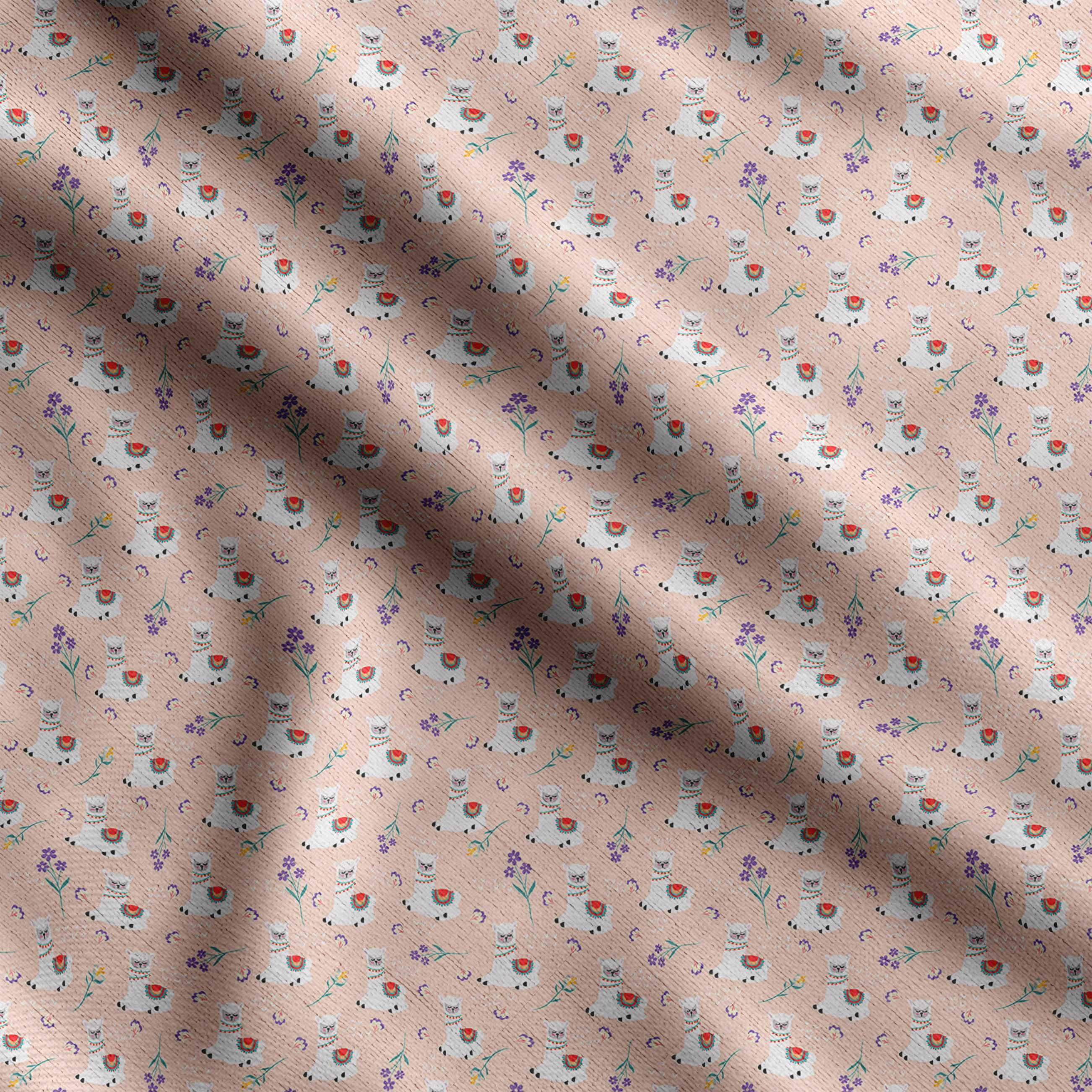 Soimoi Llama Alpaca Print,Cotton Poplin, Sewing Fabric Sold by The Yard ...
