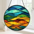 Rolling Sea Wave Design Window Suncatcher, Decorative Stained Glass ...