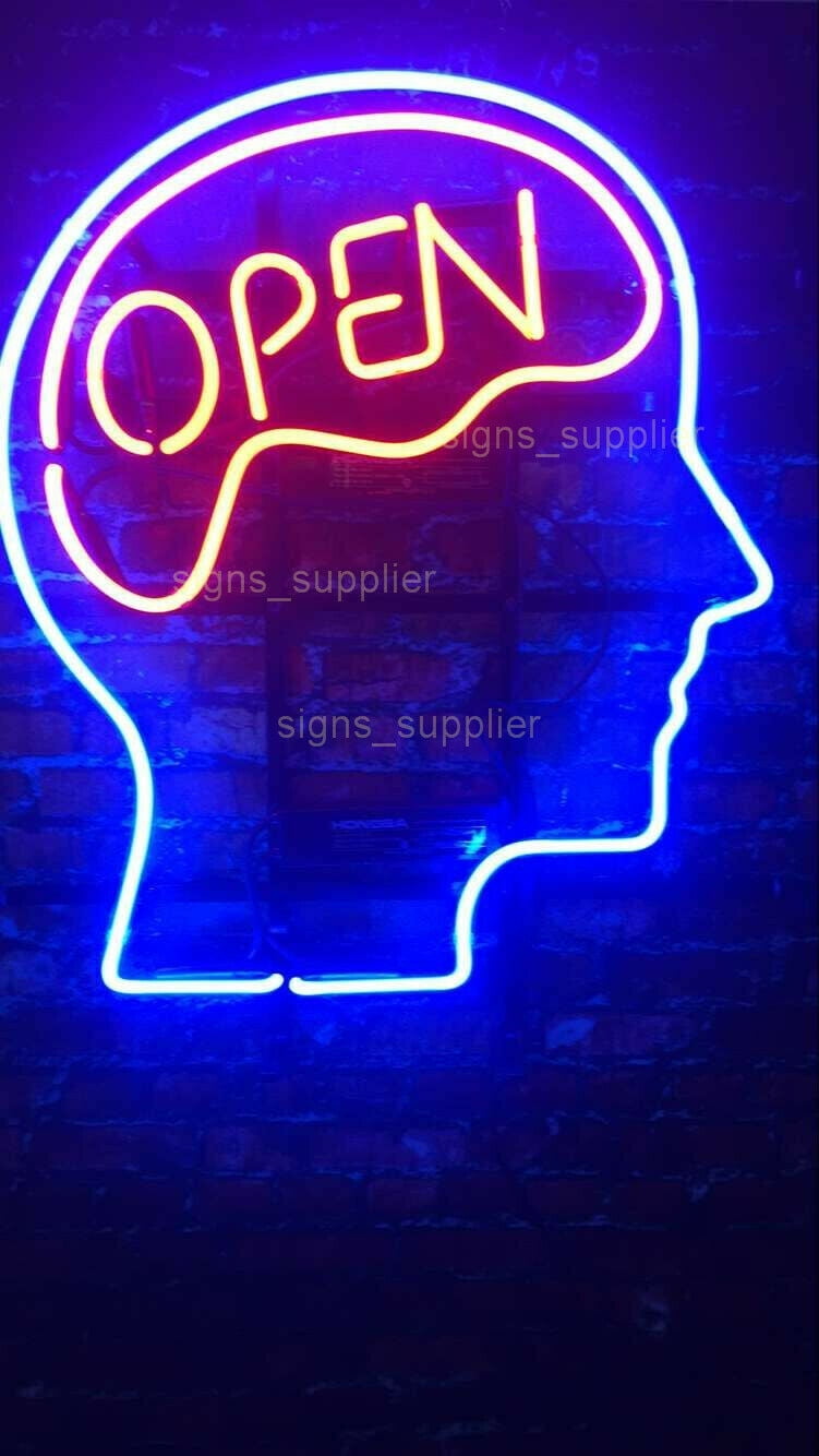 Queen Sense 14"x10" Open Mind Neon Sign Man Cave Handmade Neon Light ...