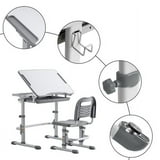Adjustable Student Desk & Chair Set, White Lacquered, Light Grey ...