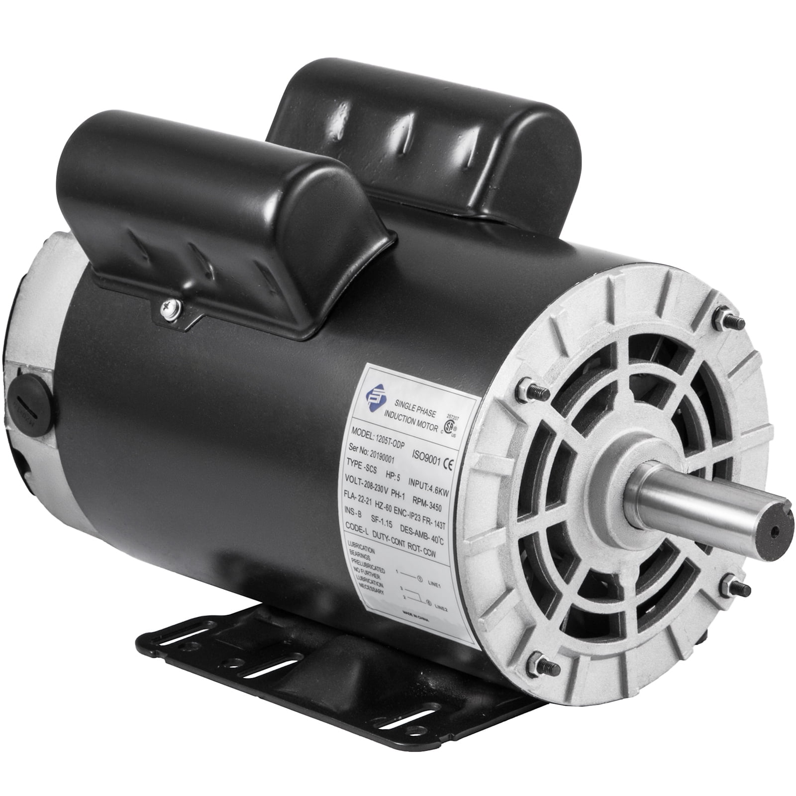 VEVOR 3.7 hp Electric Motor, 3450 rpm Single Phase 56 Frame Air Compressor Motor 5/8" Shaft ...