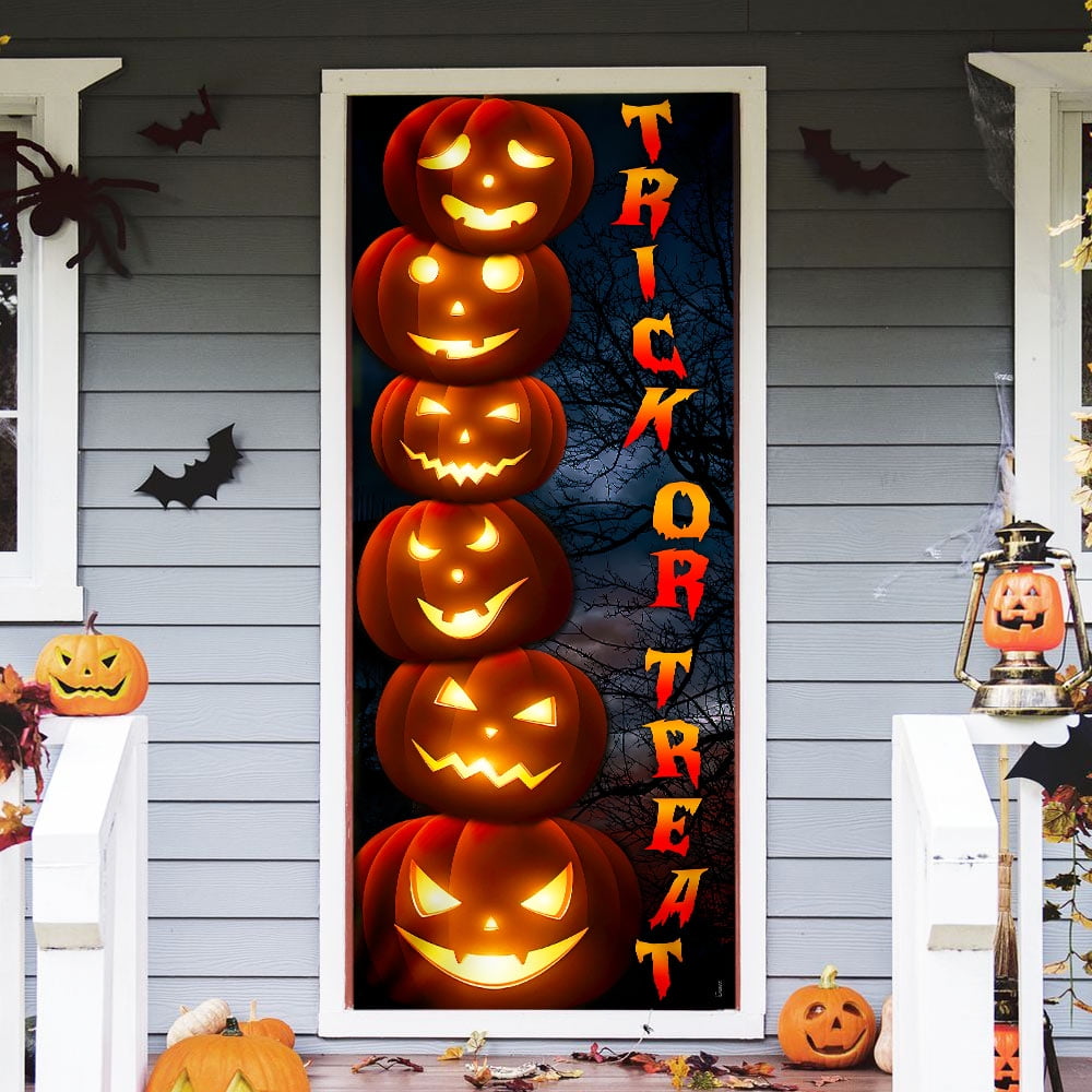 Halloween Pumpkin Door Cover, Halloween Decorations, Jack O' Lantern ...