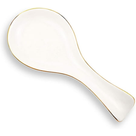 Gold Trim Ceramic Spoon Rest White Spoon Holder Stovetop Spoon Holder ...