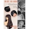 Black Wigs With Bangs | 26 Inch Long Straight Layered Synthetic Wig ...