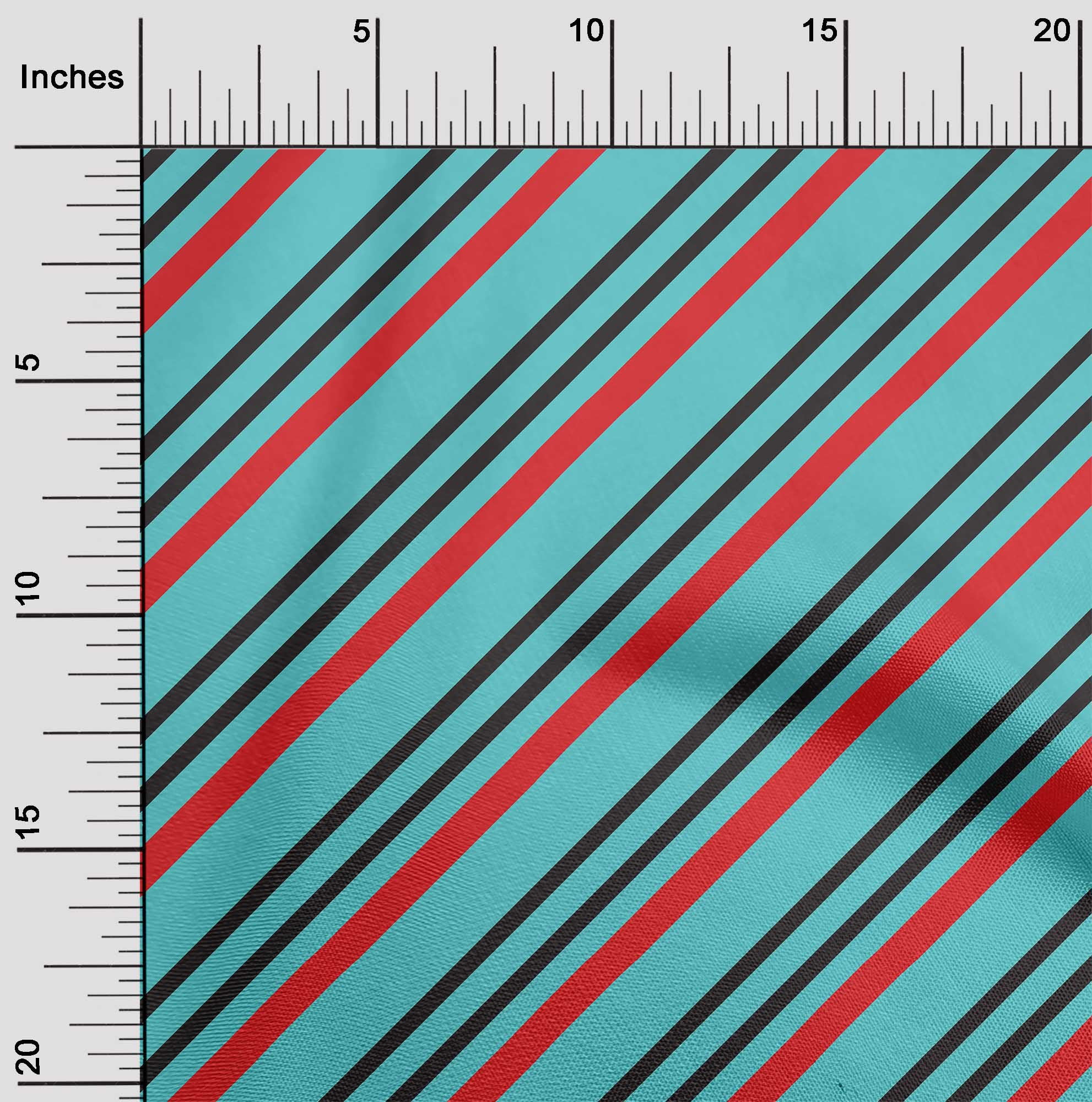 oneOone Cotton Poplin Turquoise Blue Fabric Stripes Dress Material ...