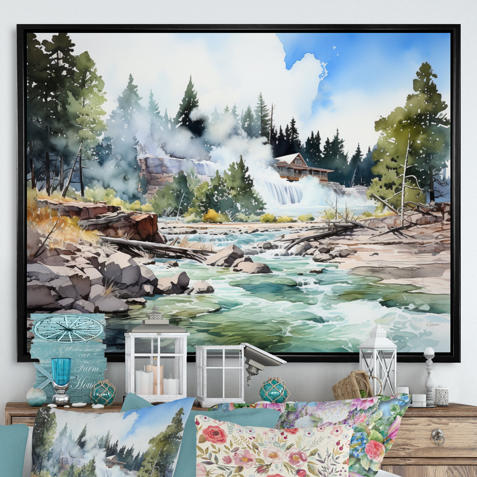Click here for Designart Geyser Framed Wall Art  Cascading Waters... prices