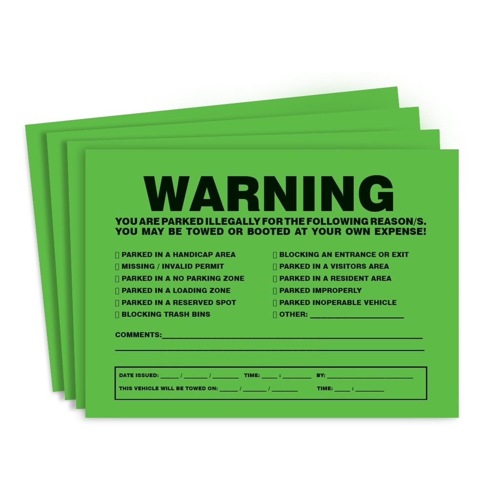 You Are Illegally Parked Stickers 10 Green Violation No Parking ...