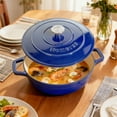4QT Cast Iron Pan Enameled Non-Stick Stew Pan,Blue - Walmart.com