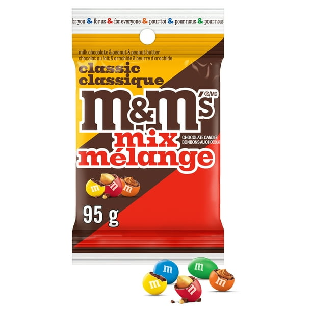 M&M'S, Classic Mix, Milk Chocolate Candies, Snacking Bag, 95g, E-M&MS M ...