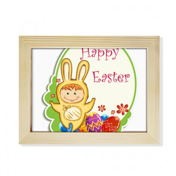 Marco de foto de madera Unbranded Happy Easter Bunny niño amarillo ...