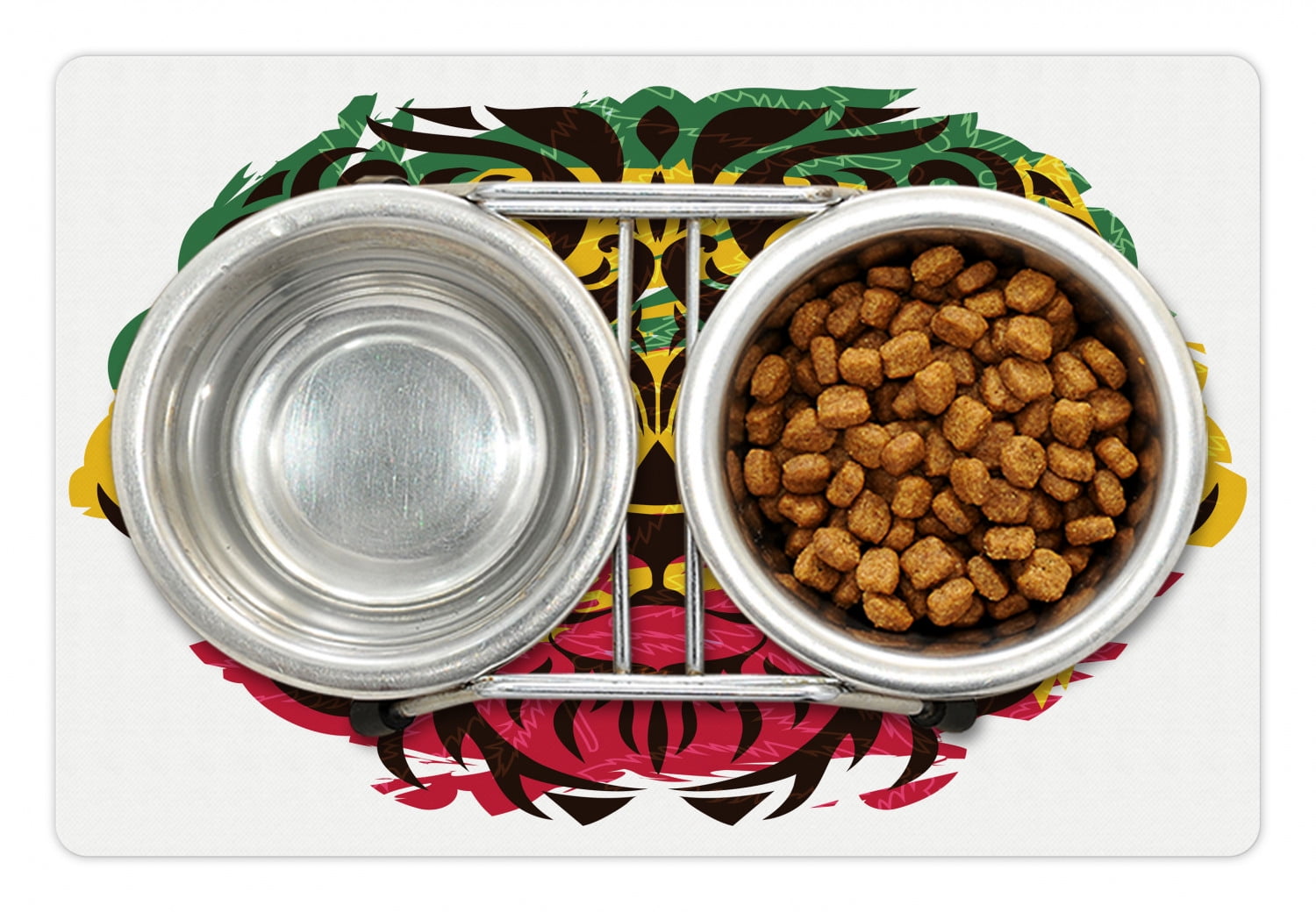 Rasta Pet Mat for Food and Water, Ethiopian Culture Wild Lion Head ...