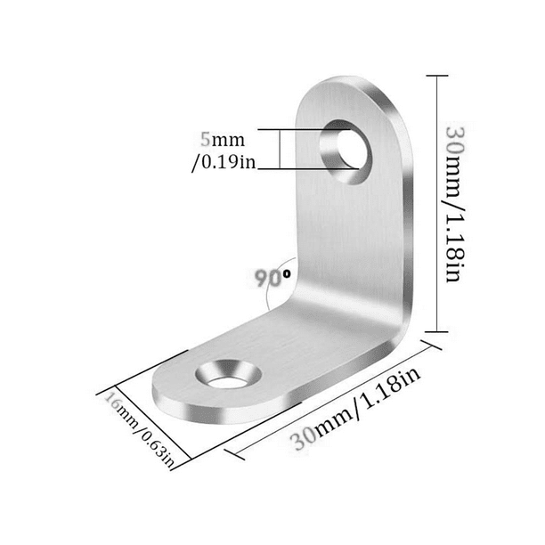 90 Degree Angle Brackets L Shape Right Angle Stainless Steel Corner Bracket(20 Pieces With 80 ...