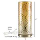 LED Uplight Table Lamp with Amber Glass, Hand Painted Floral Moroccan ...