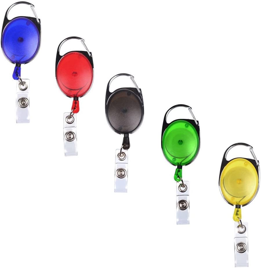 Pack of 5 Different Colors Translucent Retractable Carabiner Reels for ...