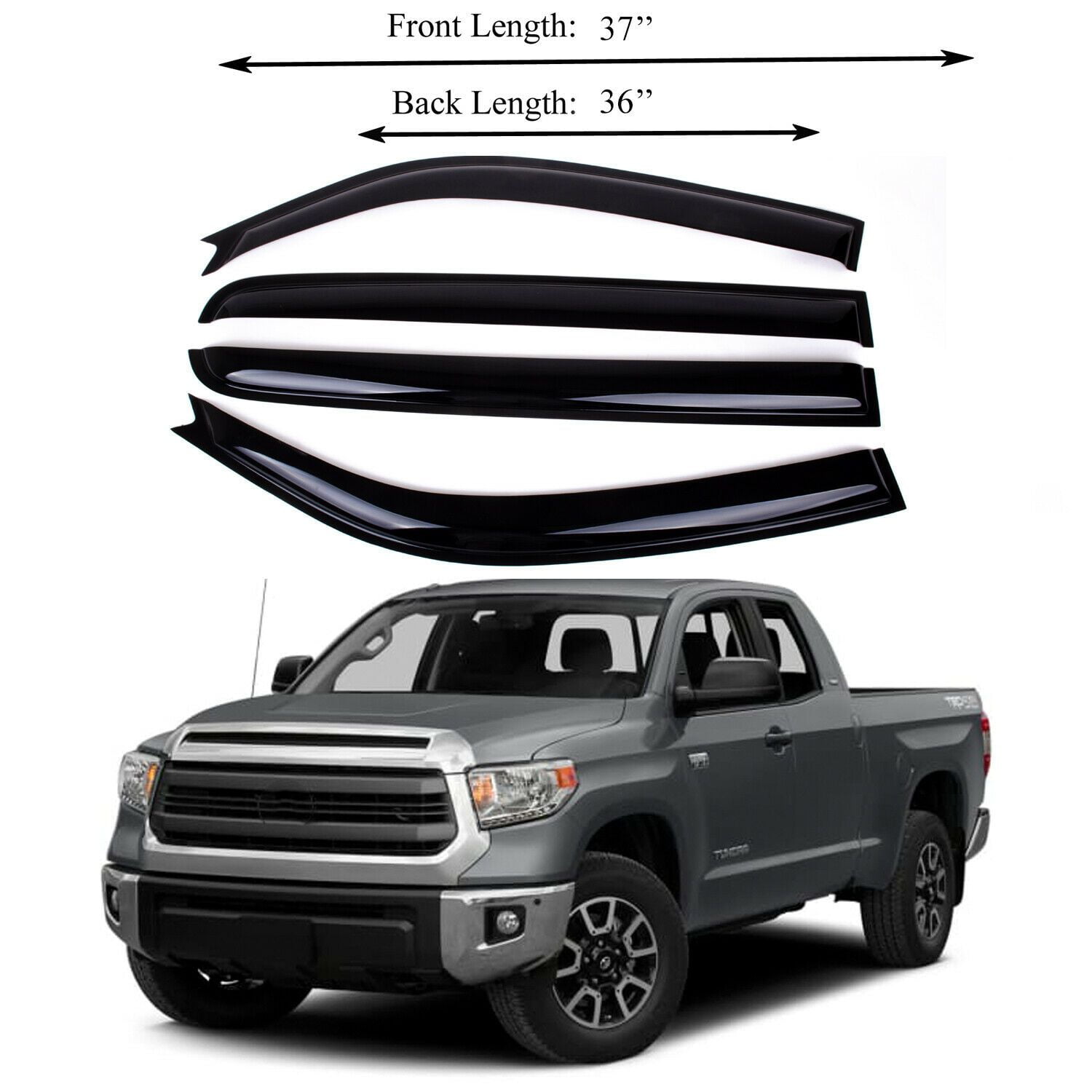 Fits 07-20 Toyota Tundra CrewMax Acrylic Window Visor Rain Deflector ...