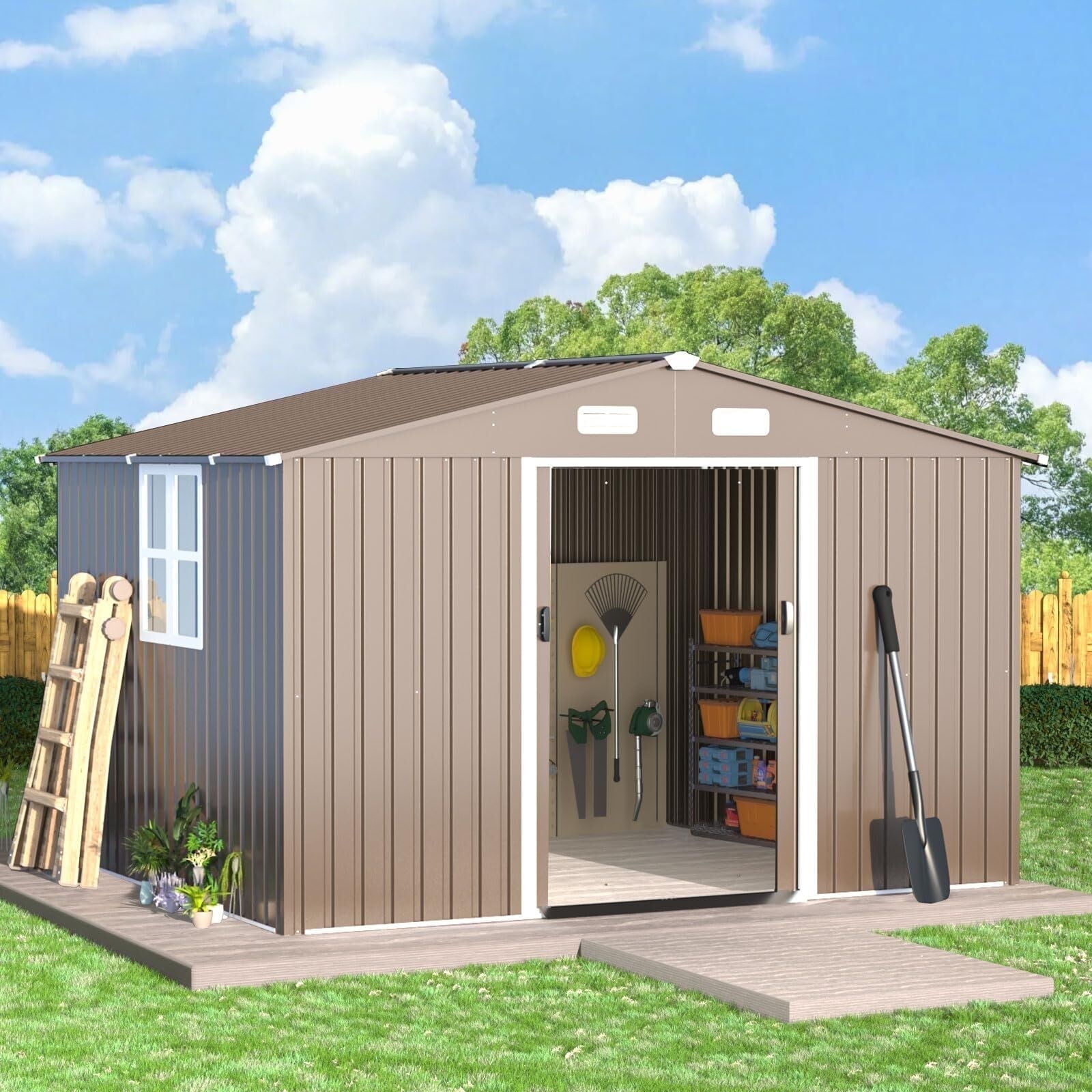 Click here for Alaulm 10 X 8 Ft Outdoor Storage Shed  Waterproof... prices