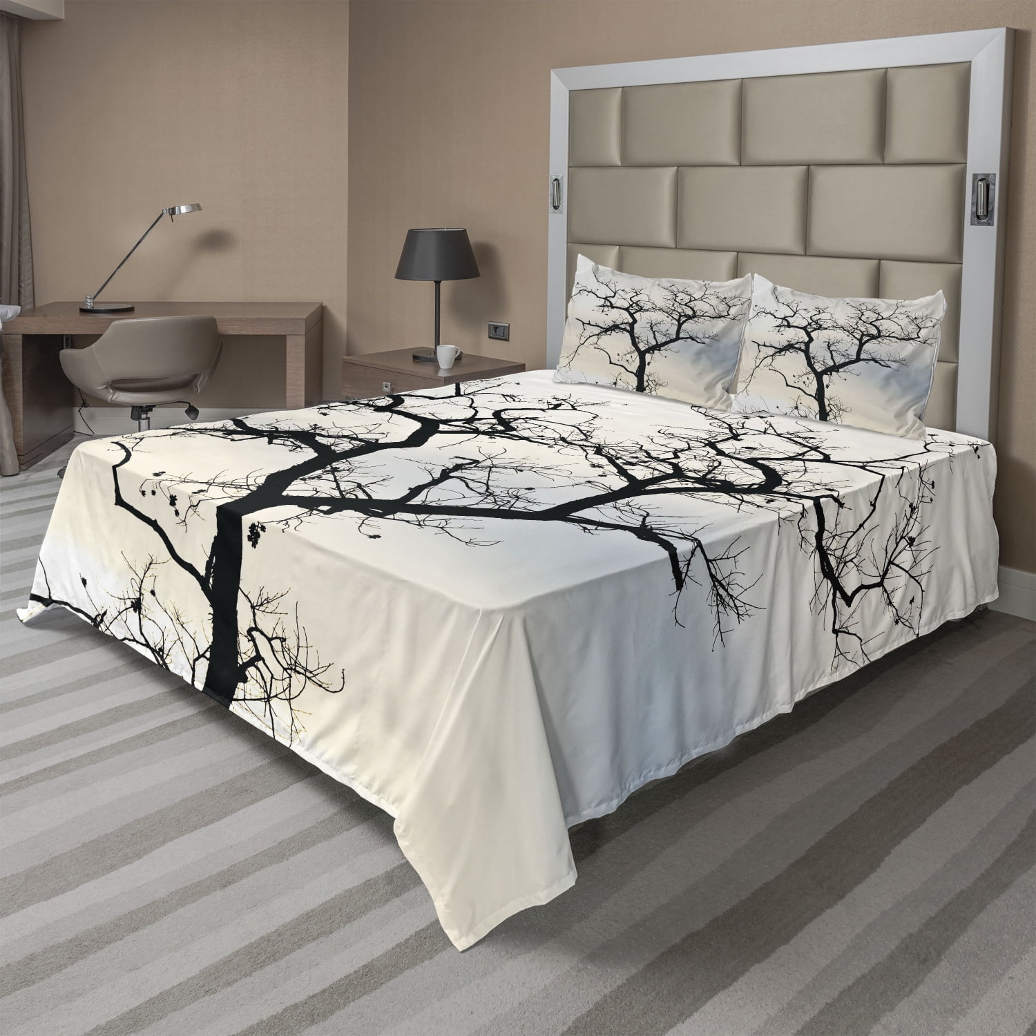 Forest Sheet Set, Fall Tree Black Branches Art Print Black and White ...