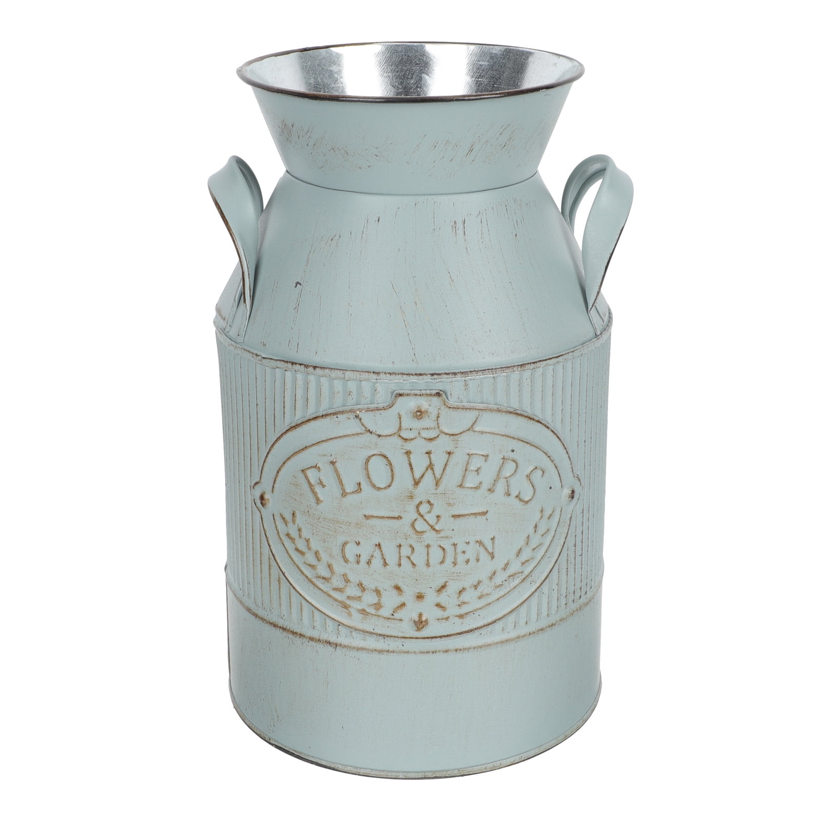 OUNONA Flower Vase Bucket Galvanized Farmhouse Pot Vintage Metal Shabby ...