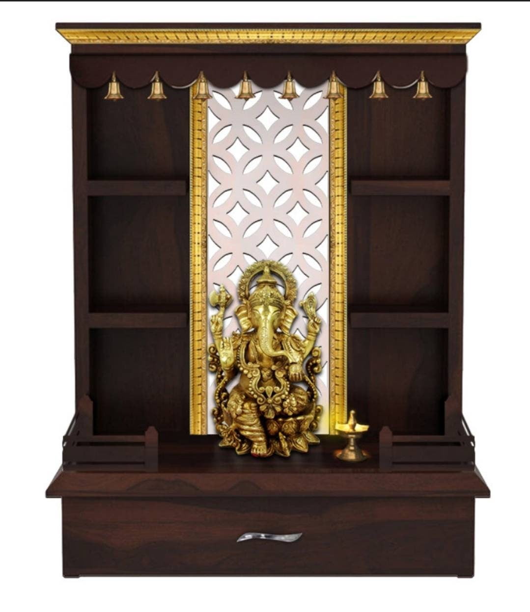 Wooden Brown Antique Temple With LED Lights | Mandir For Home And ...