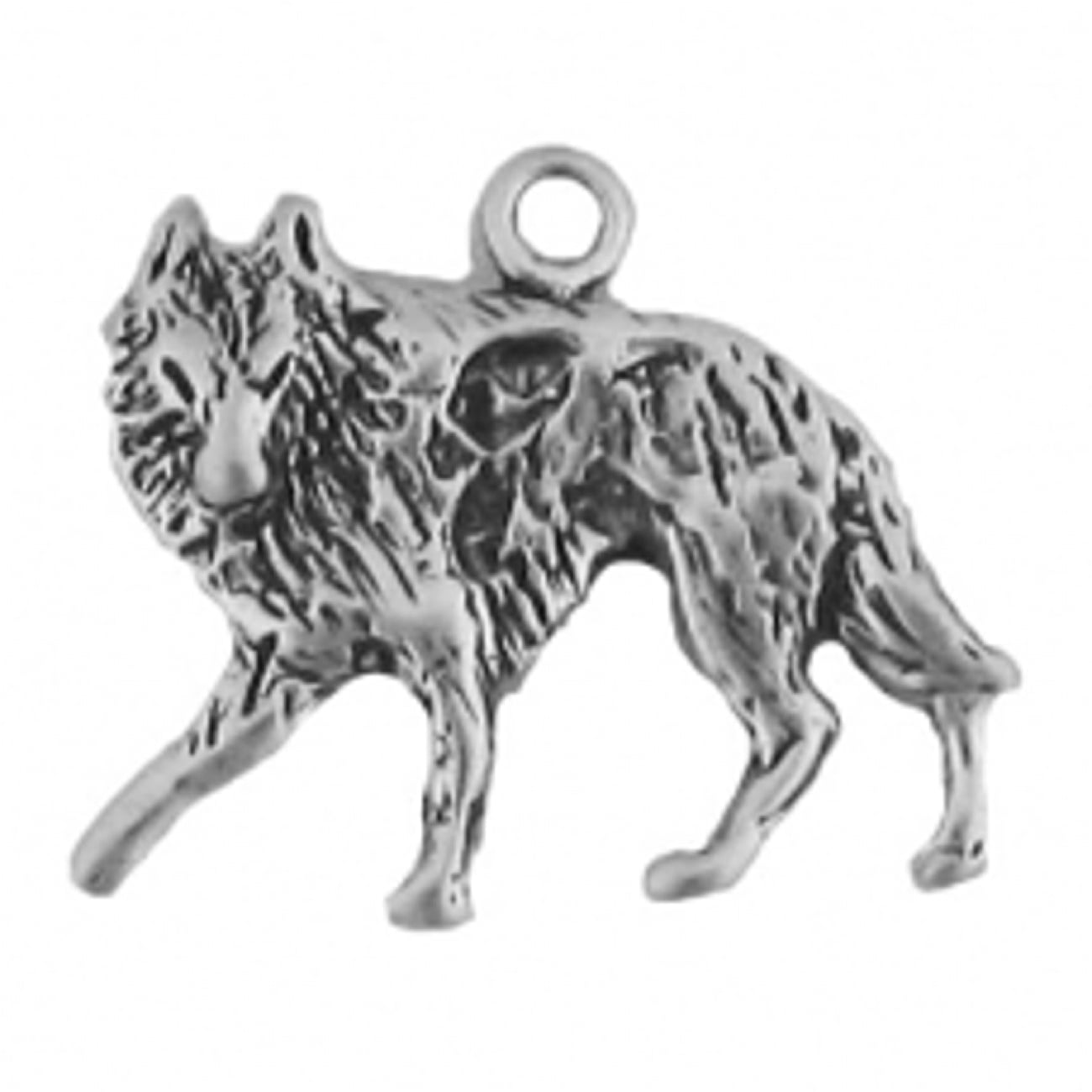 Sterling Silver 16" .8mm Box Chain Wolf Facing Left On The Hunt Pendant ...