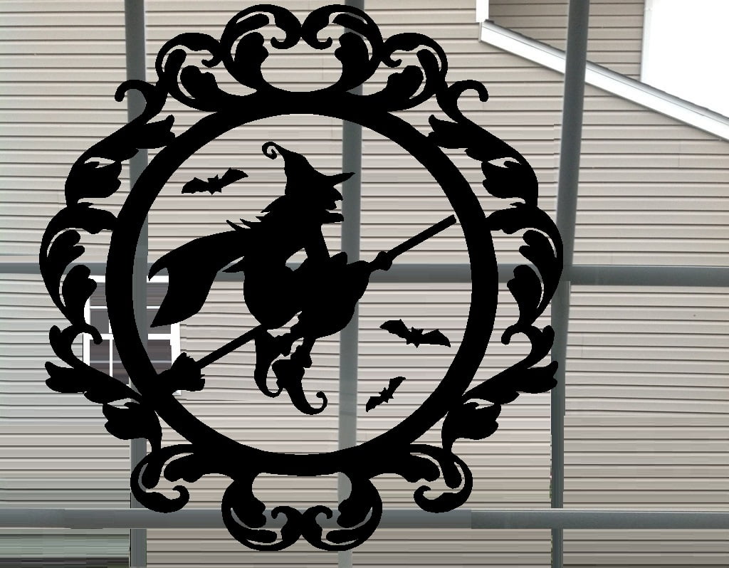 Decal ~ Halloween: Witch in Vintage Frame, Wall or Window Decal 13" x ...