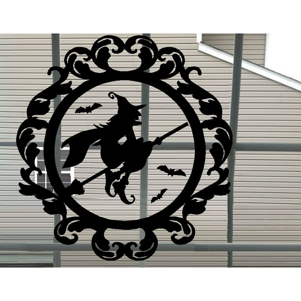 Decal ~ Halloween: Witch in Vintage Frame, Wall or Window Decal 13" x ...
