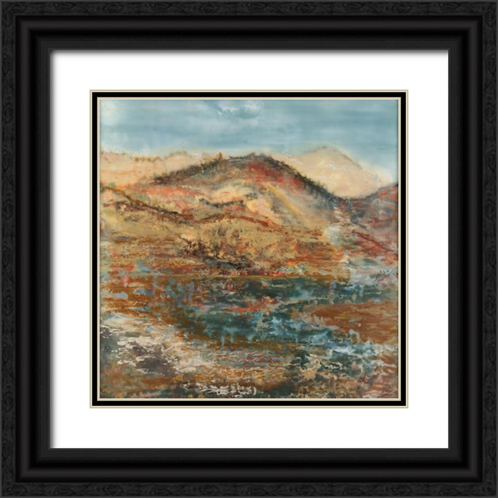 Shanti, Shima 15x15 Black Ornate Wood Framed with Double Matting Museum ...