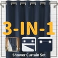 Barossa Design Waffle Weave Shower Curtain Set No Hooks Snap In Liner