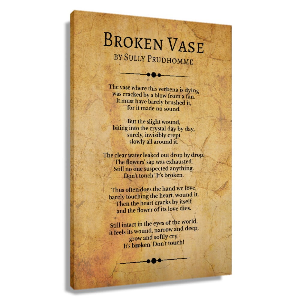 Brohen Vase Poem Wall Art Sully Prudhomme Quotes Wall Art Poetry Posters for Bathroom Print ...