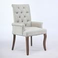 Newset Solid Wood Arm Dining Chair, Upholstered Chenille with Tufted ...