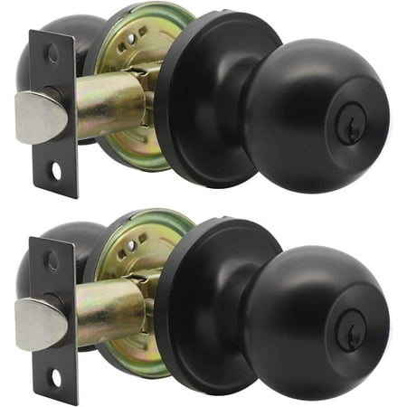 Probrico Matte Black Ball Passage Door Knobs, Round Hall/Closet Door Handles, Keyless Non ...