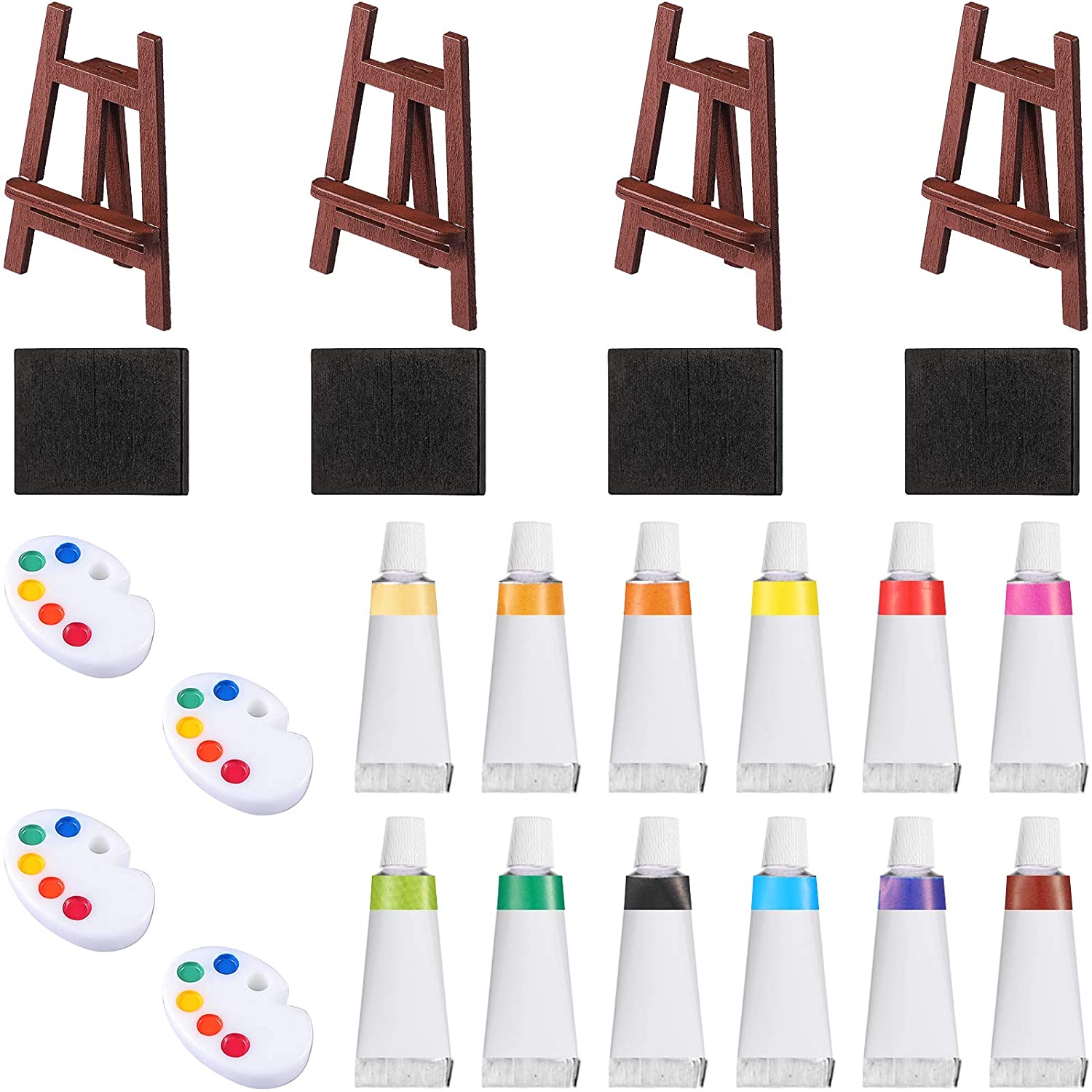 24 Pieces Dollhouse Miniature Painting Tool Set Miniature Wooden Easel ...