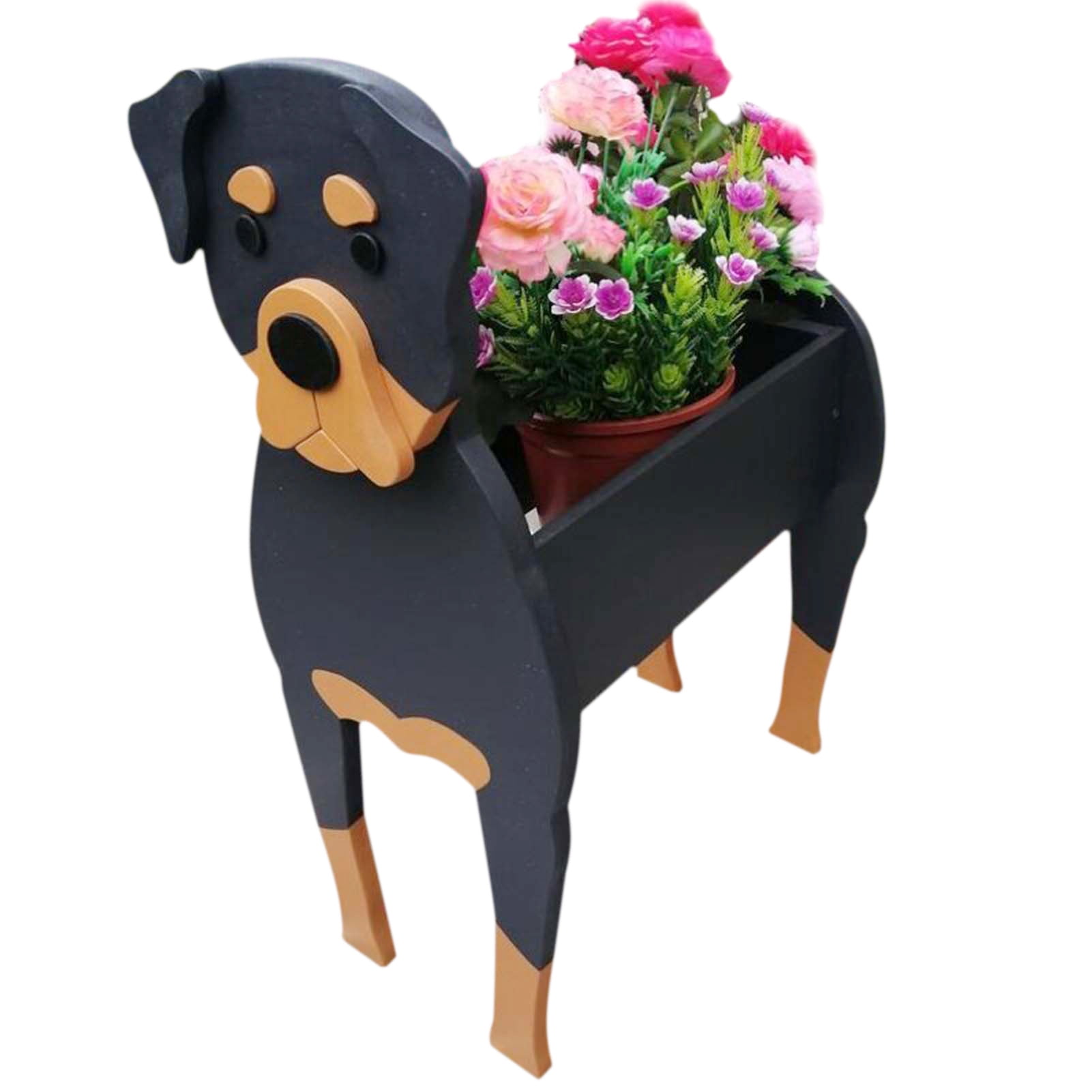 Cartoon Animals Cute Wooden Dog Shape Pot Plant Garden Decorated ...