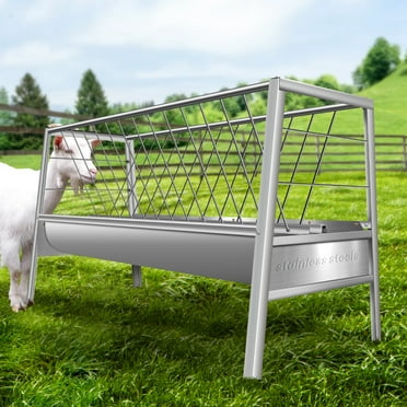 KOJEM 2-in-1 Grain & Hay Livestock Feeder,Large Capacity,with Deeper Feeding Pan,for Goats ...
